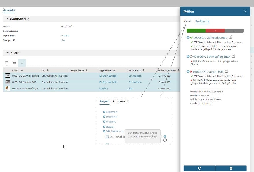 Frühzeitige Validierung von SAP und Teamcenter Daten
